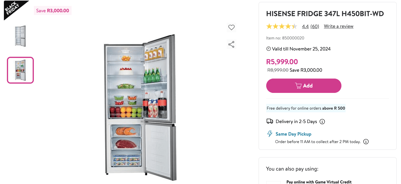 Incredible Fridge Special at Game: Save R3000 on Hisense 347L Model ...